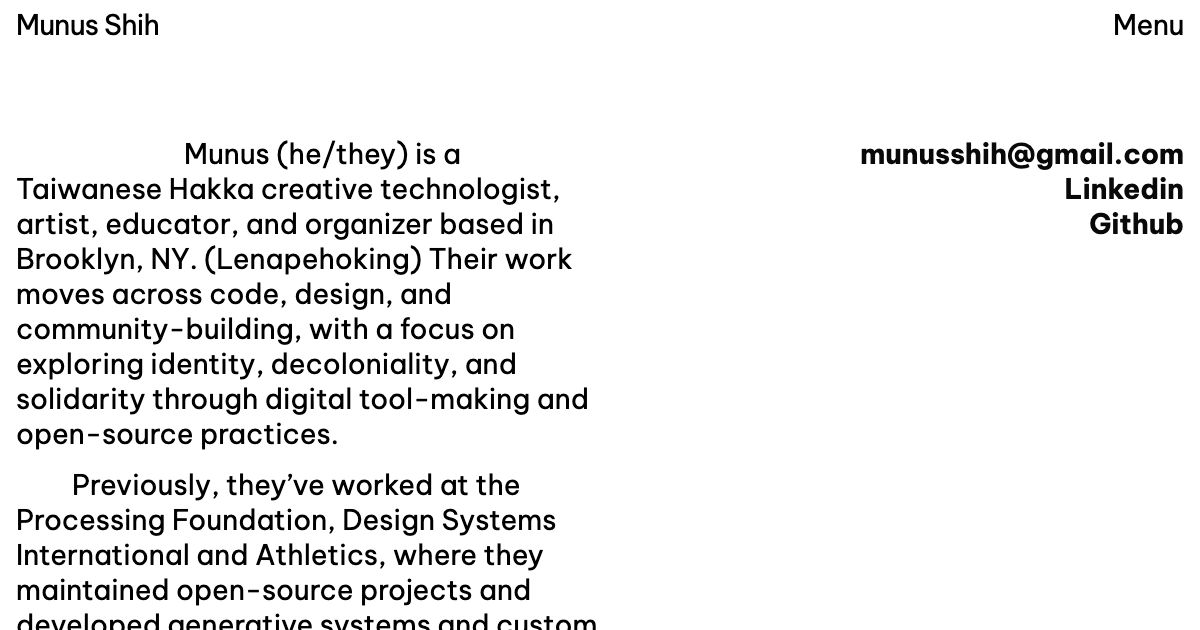 About — Munus Shih